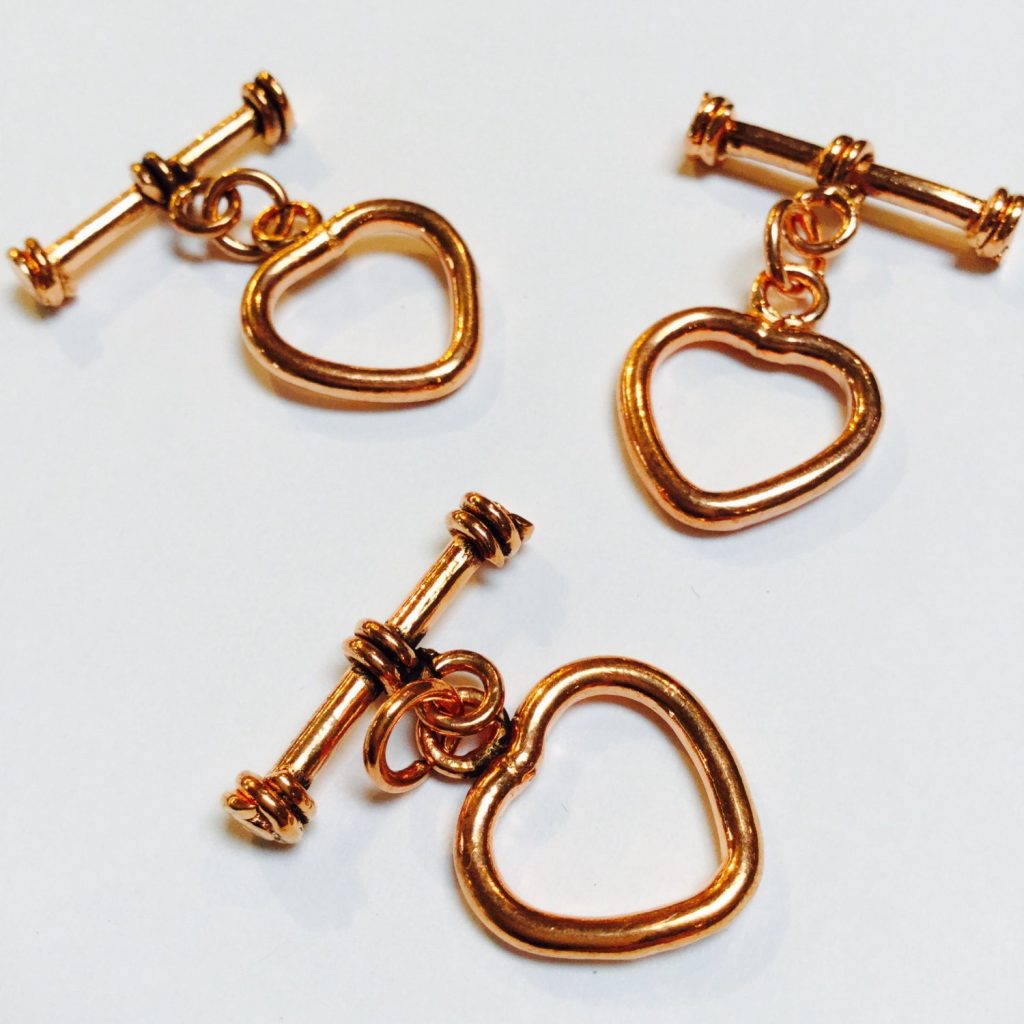 Genuine Copper Heart Toggle Clasp - 12 Sets - BeadHoliday