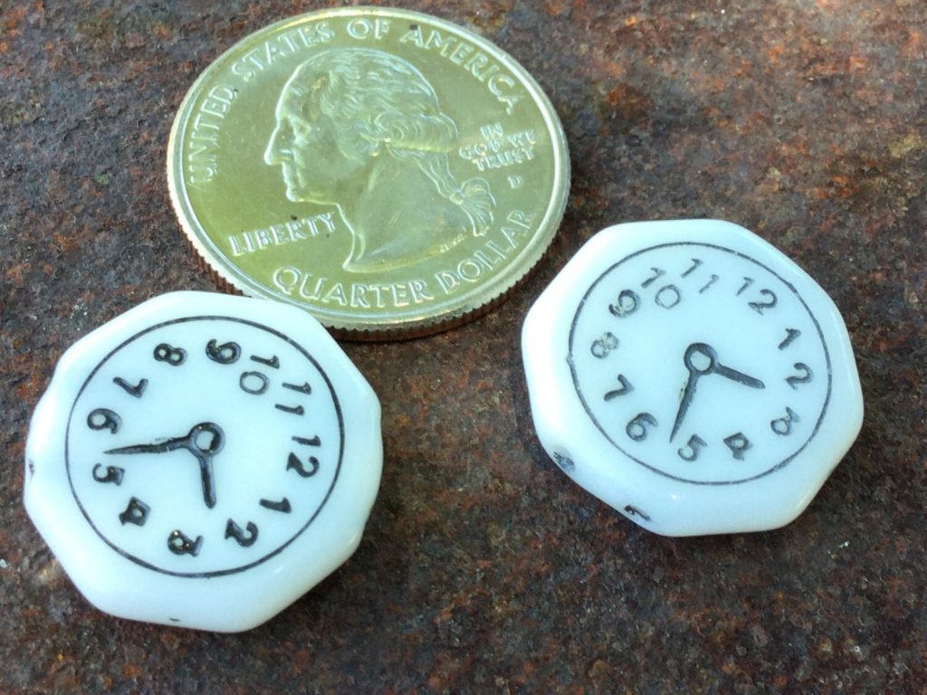 Vintage Glass Two Hole Clock Bead - 8 Pieces - BeadHoliday