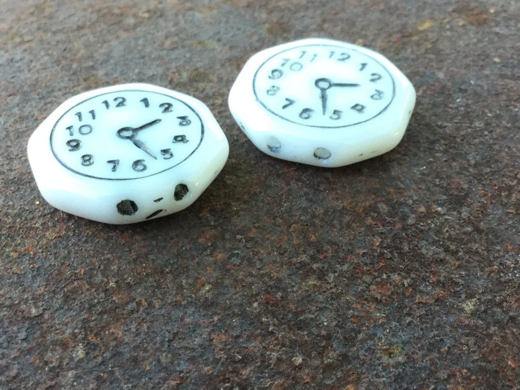 Vintage Glass Two Hole Clock Bead - 8 Pieces - BeadHoliday