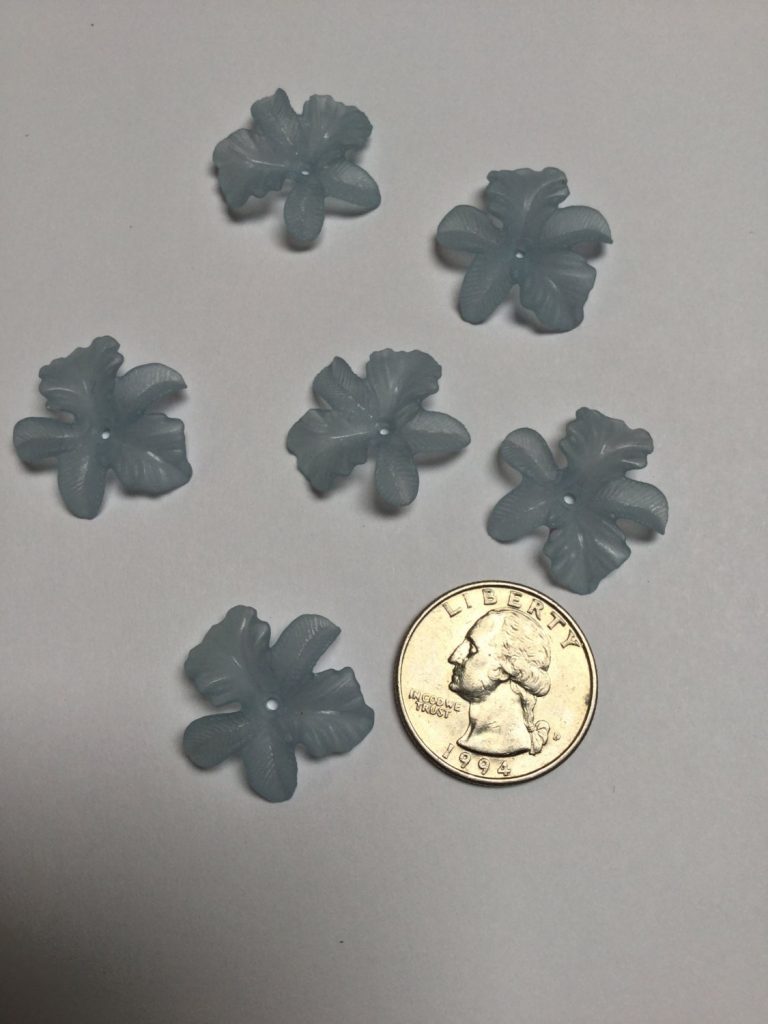 Powder Blue Lexan Orchid Bead - 24 Pieces - BeadHoliday