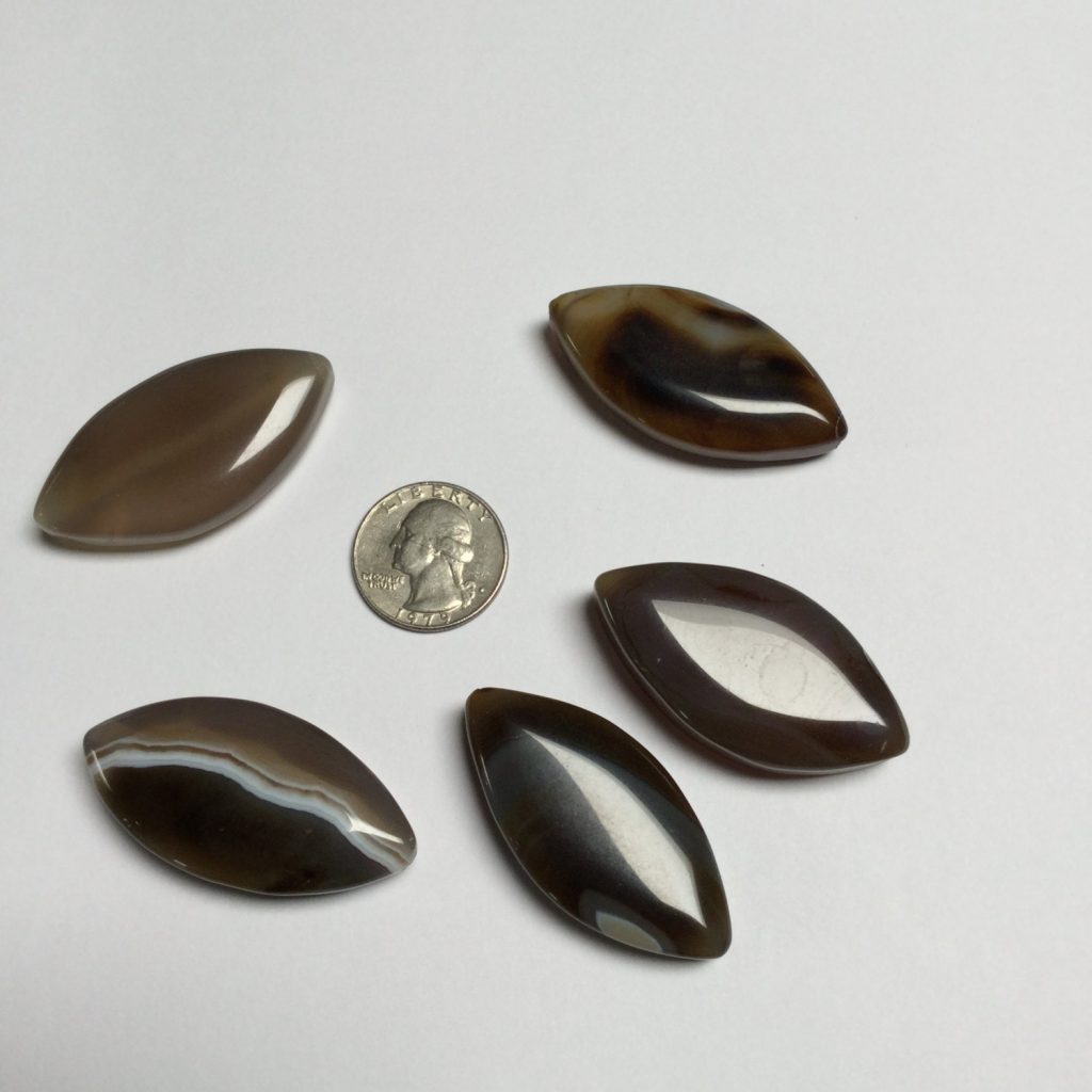 Large Marquis Shaped Agate Beads - 5 Pieces - BeadHoliday