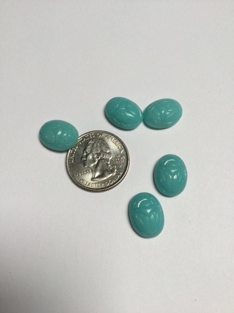 Vintage Japanese Glass Scarab Cabochon - 16 Pieces - BeadHoliday